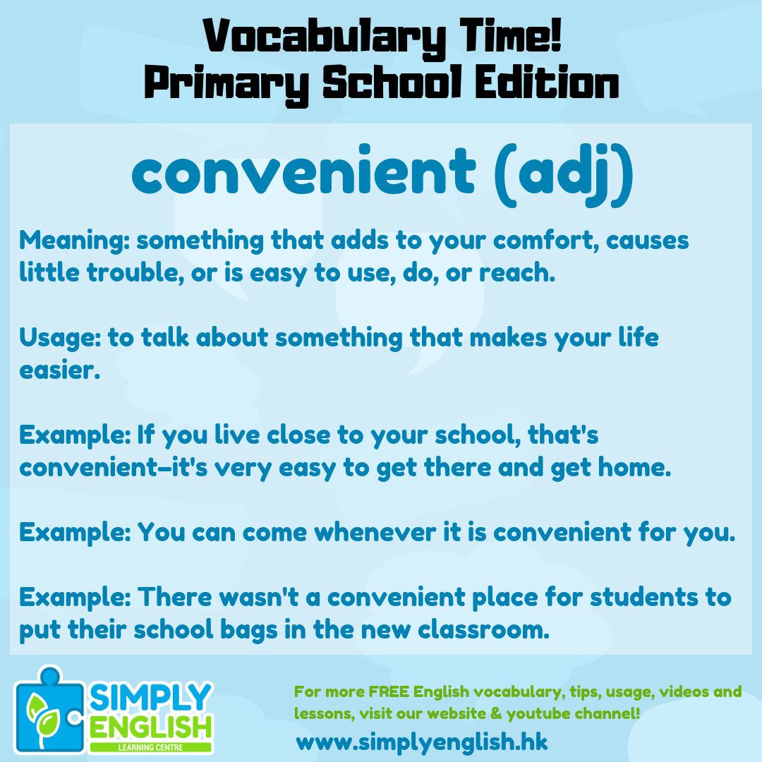 Vocabulary Time! Primary School List #2 - Simply English & Simply ...